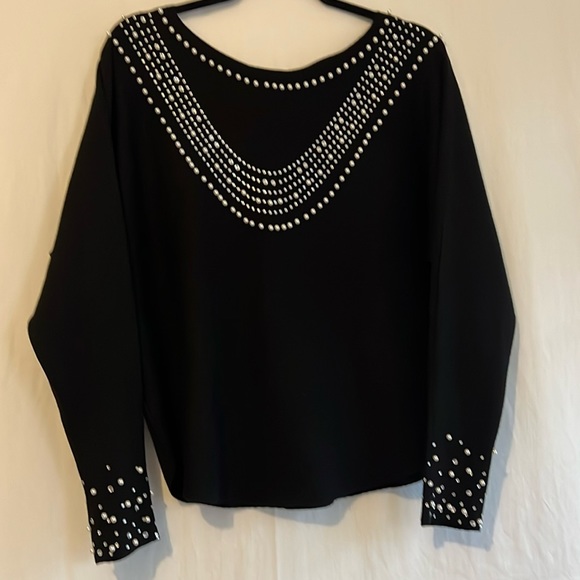 Liv Milano | Sweaters | Liv Milano Ladies Sweater Black With Pearls And ...